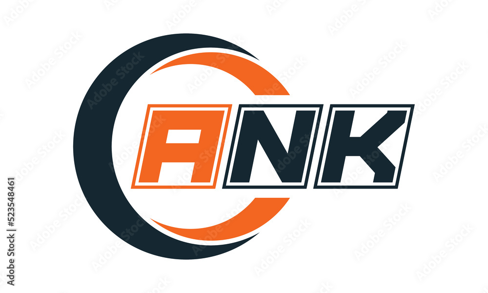 ANK three-letter circle logo design. custom font logo vector template ...