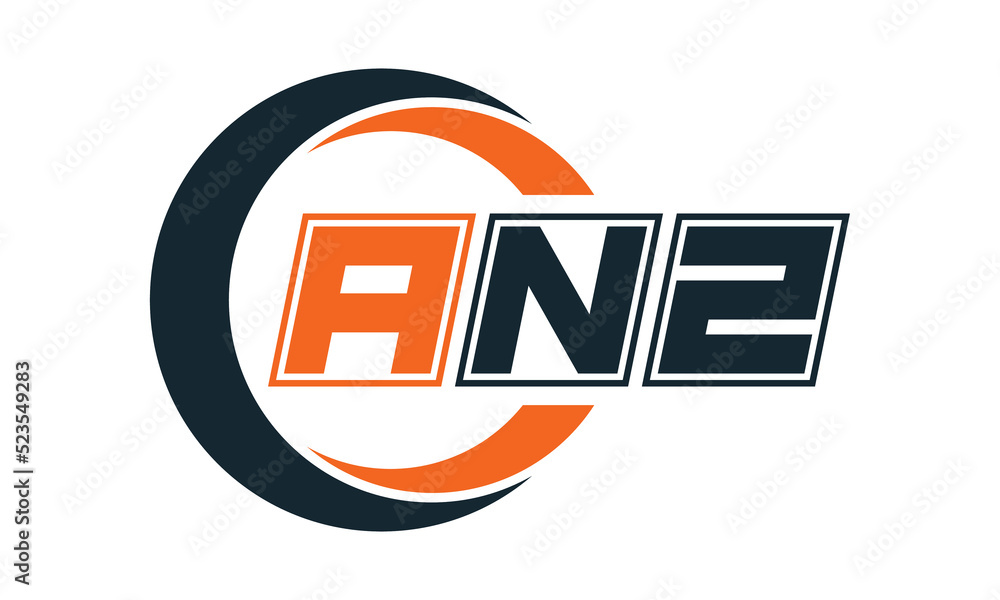 ANZ three-letter circle logo design. custom font logo vector template ...