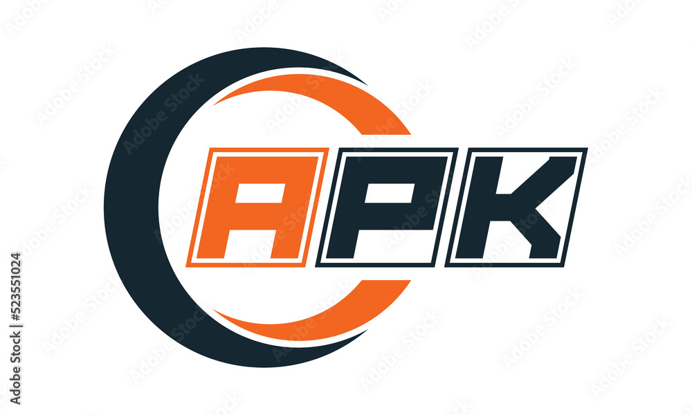 Vetor de APK three-letter circle logo design. custom font logo vector ...
