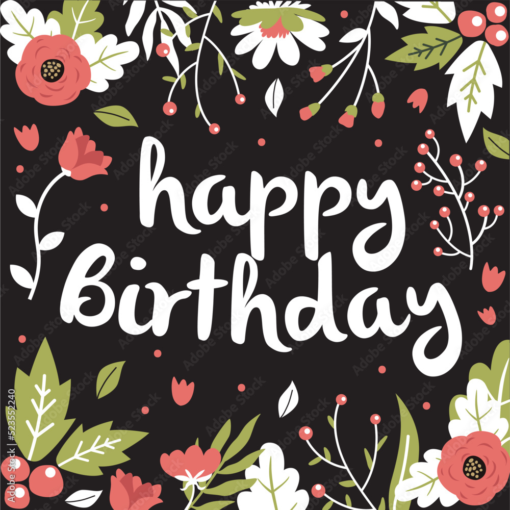 Happy Birthday greeting card with lettering design. birthday greeting ...