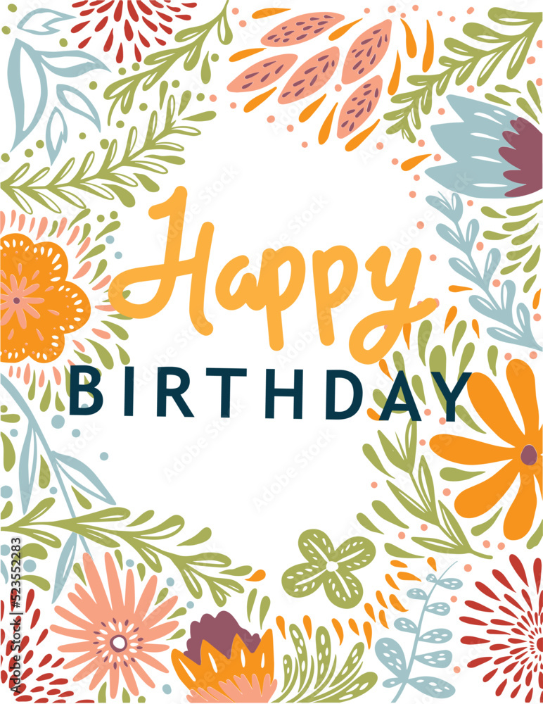 Happy Birthday greeting card with lettering design. birthday greeting ...