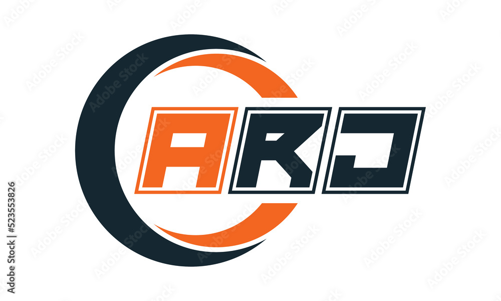 ARJ three-letter circle logo design. custom font logo vector template ...