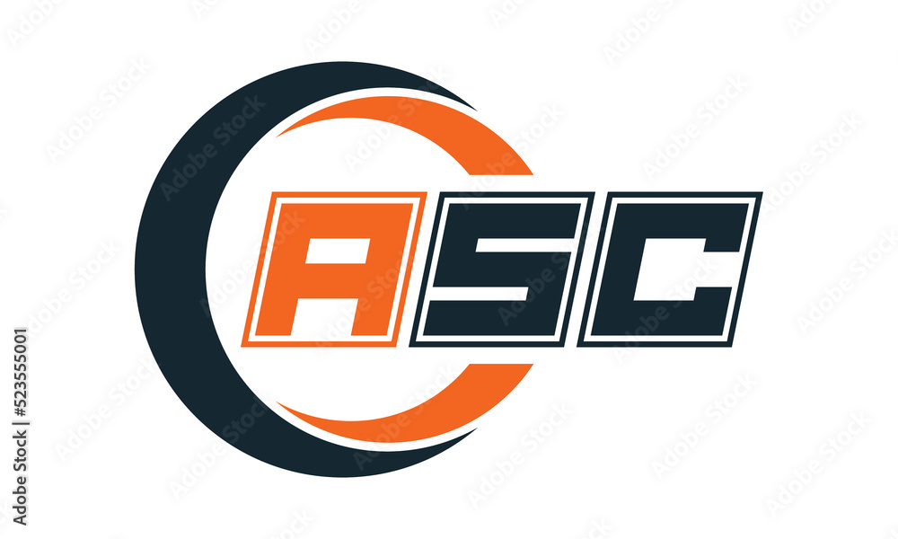 ASC three-letter circle logo design. custom font logo vector template ...