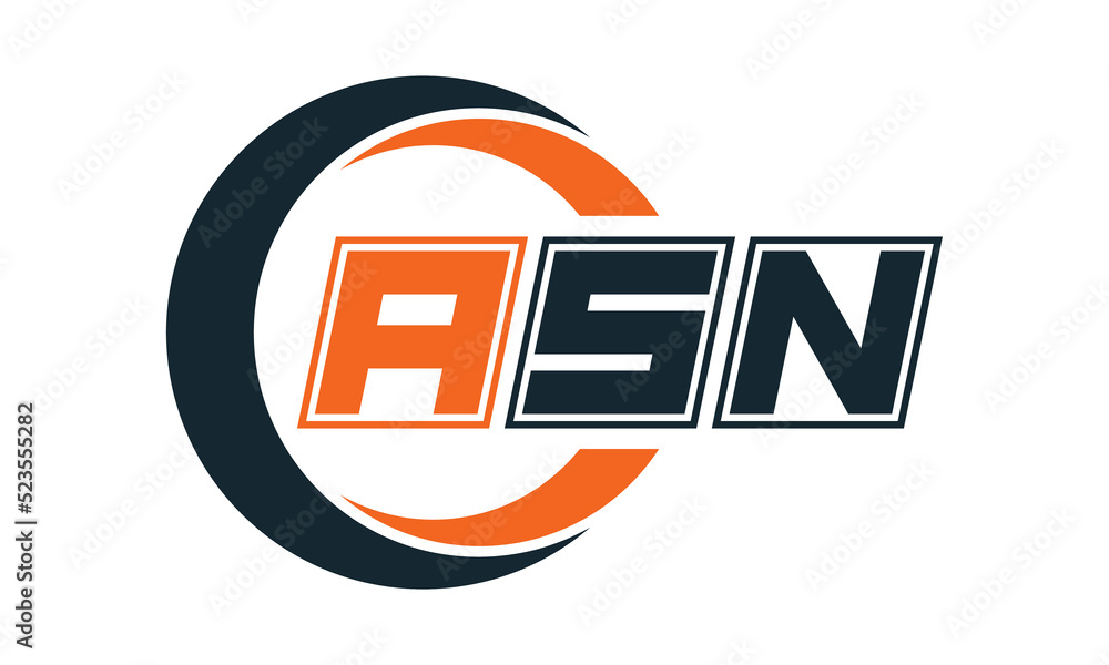 ASN three-letter circle logo design. custom font logo vector template ...