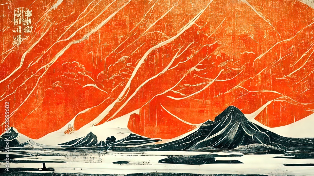 Autumn, fall, traditional chinese painitng. 4K background, chinese ink ...