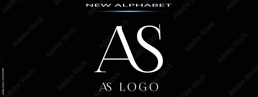 Monogram AS LOGO Abstract Fashion font alphabet. Minimal modern urban ...