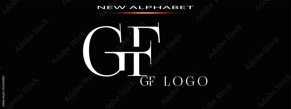 Monogram GF LOGO Abstract Fashion font alphabet. Minimal modern urban ...