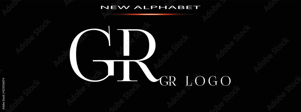 Monogram GR LOGO Abstract Fashion font alphabet. Minimal modern urban ...
