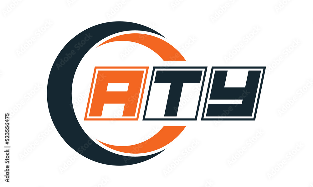 ATY three-letter circle logo design. custom font logo vector template ...
