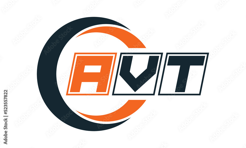 Vecteur Stock AVT three-letter circle logo design. custom font logo ...