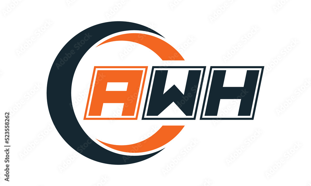 AWH three-letter circle logo design. custom font logo vector template ...