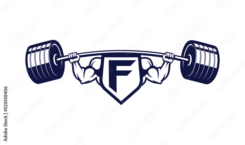 Letter F Logo With muscular shape. Fitness Gym logo. Stock Vector ...