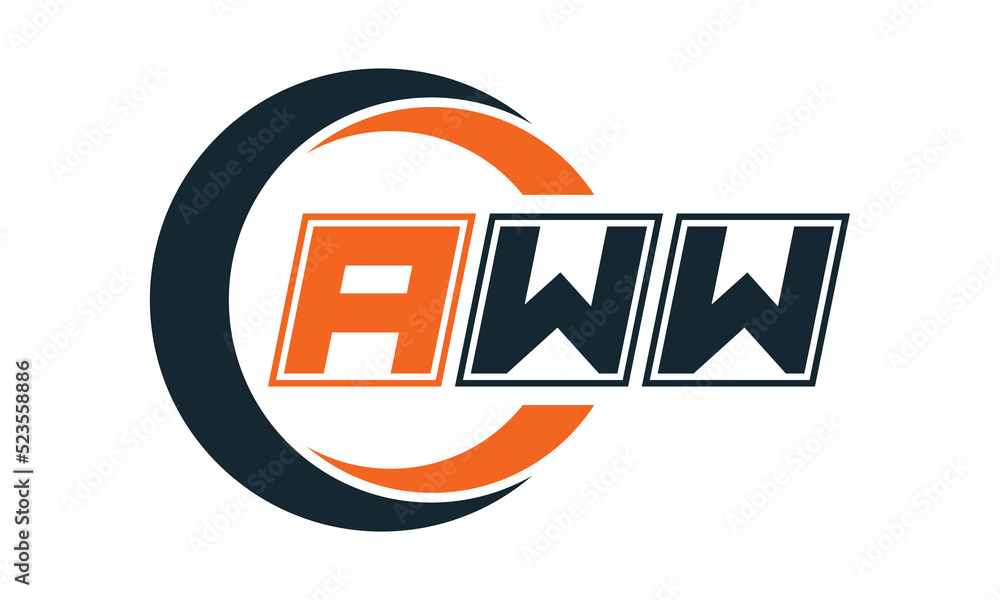 AWW three-letter circle logo design. custom font logo vector template ...