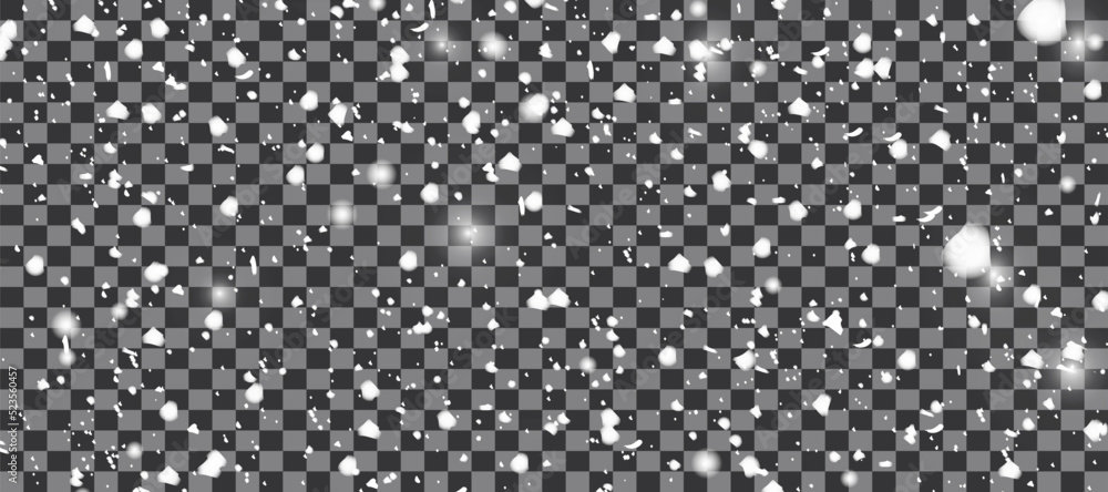 Snowfall. Snowflakes background. Many white cold snowflakes flying in ...