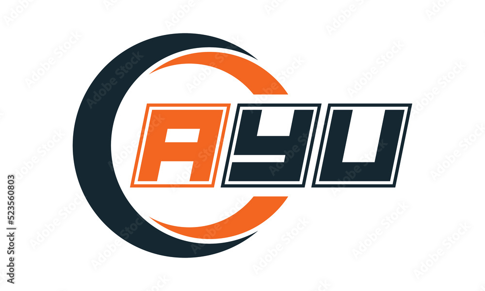 AYU three-letter circle logo design. custom font logo vector template ...