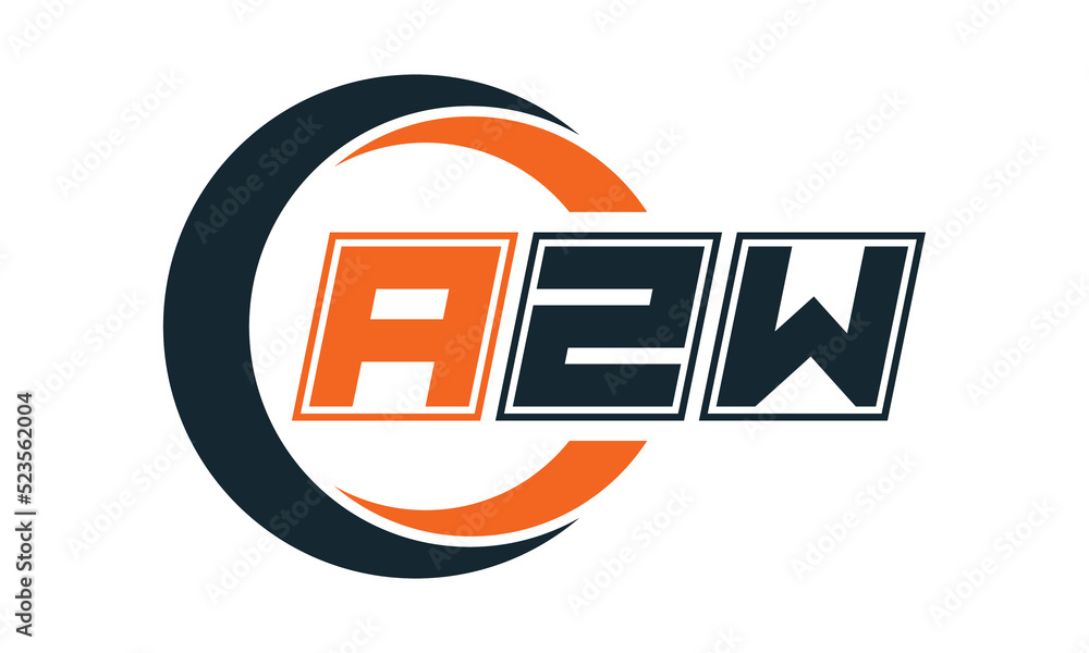 AZW three-letter circle logo design. custom font logo vector template ...