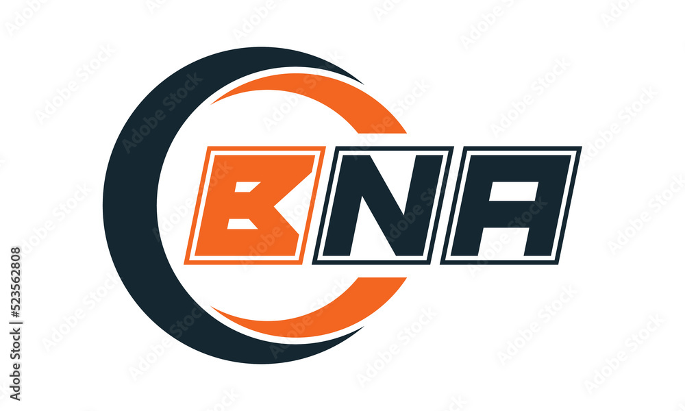 BNA three-letter circle logo design. custom font logo vector template ...