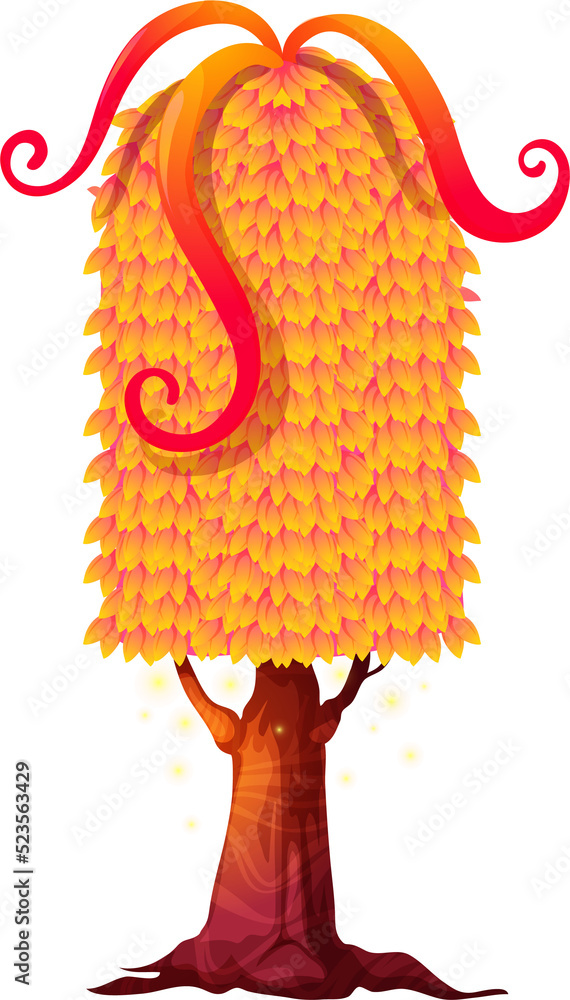 Cartoon yellow alien tree, fantasy forest plant Stock Illustration ...