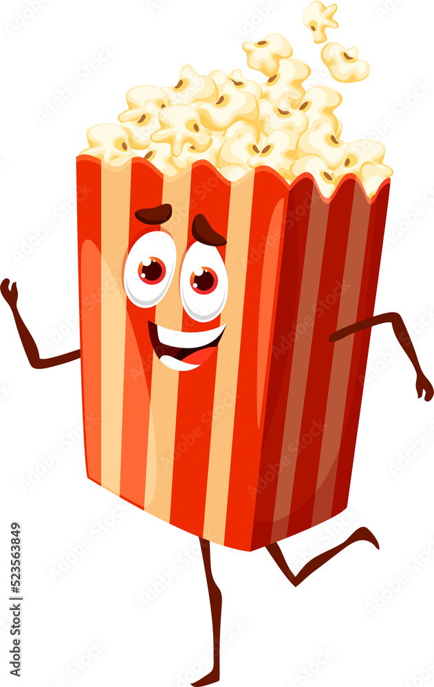 Cartoon popcorn box character, vector pop corn Stock Illustration ...