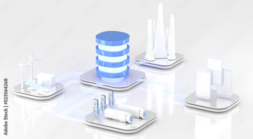 Api application programming interface isometric landing page, 3d render ...