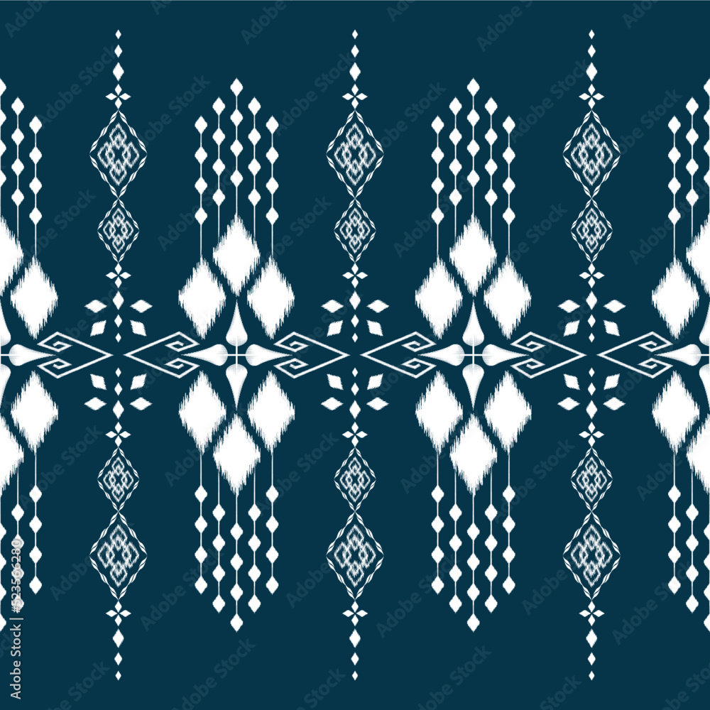 Ikat ethnic background vector. Seamless diamond pattern of white ...