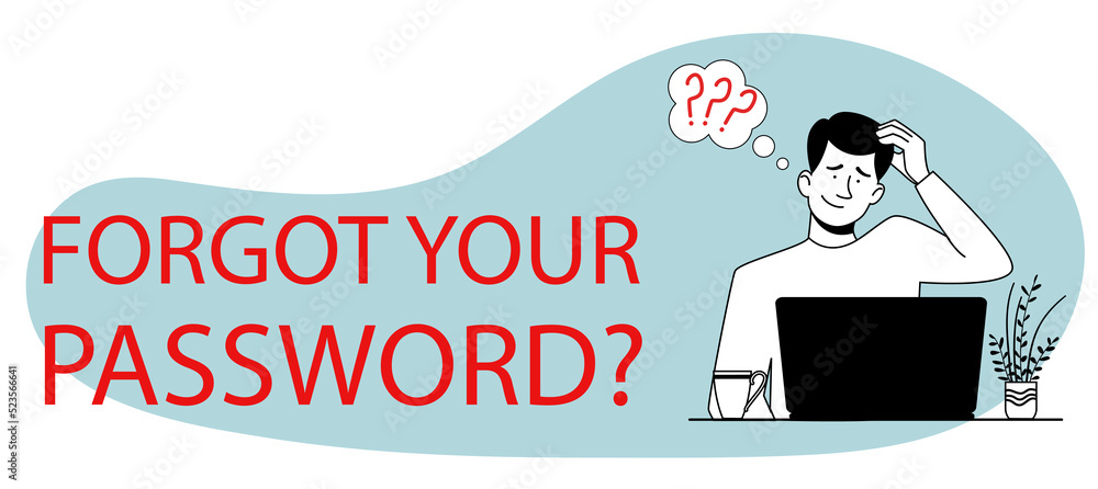 The man forgot her personal details. People scratches his head. web ...