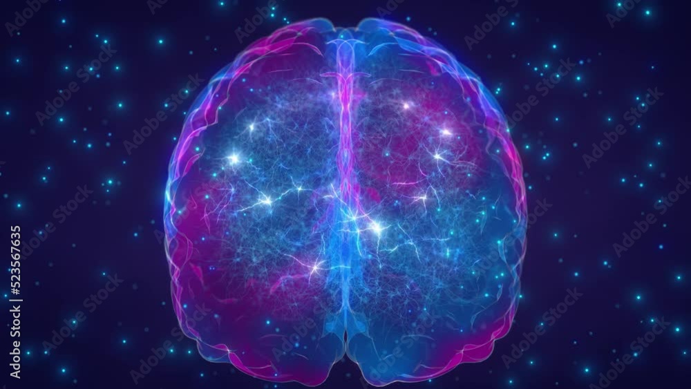 Artificial intelligence and neural network animation concept. Neurons ...