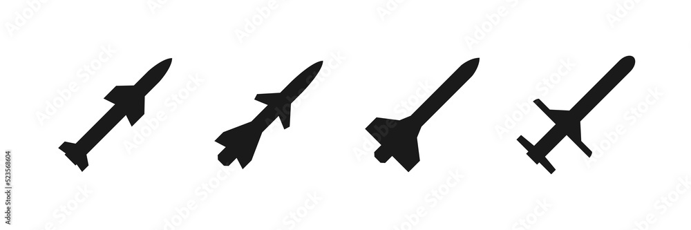 Missile weapon rocket vector icon. Nuclear atomic warhead silhouette ...