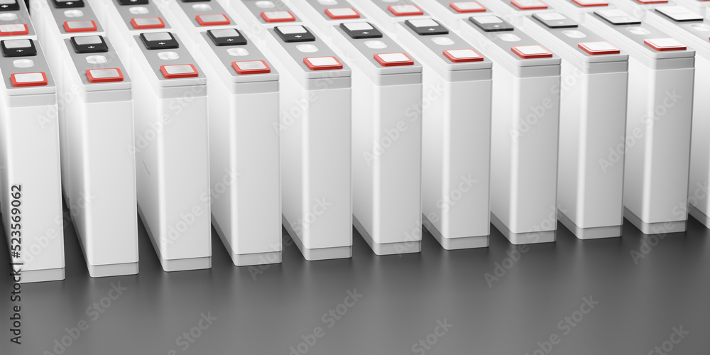 Lithium ion battery cell, Row of prismatic Li-Ion batteries pack supply ...