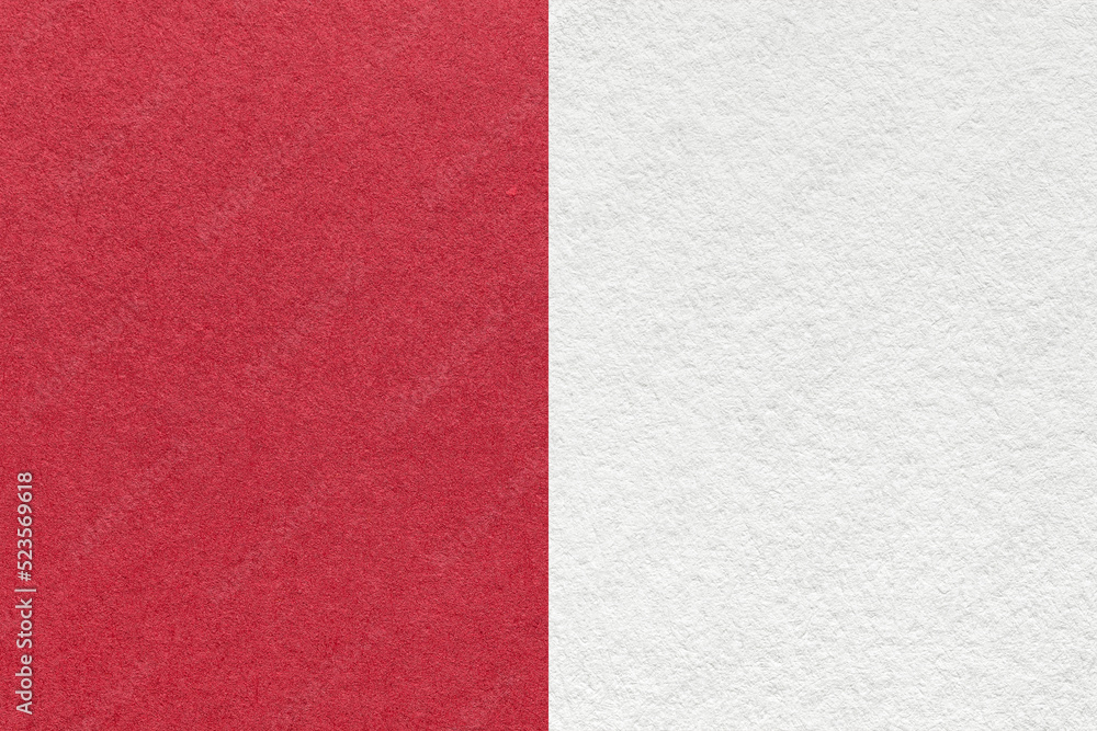 Texture of craft white and maroon paper background, half two colors ...