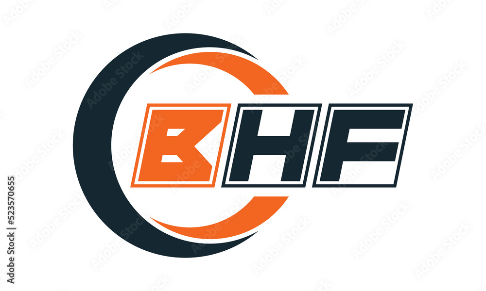 Vecteur Stock BHF three-letter circle logo design. custom font logo ...