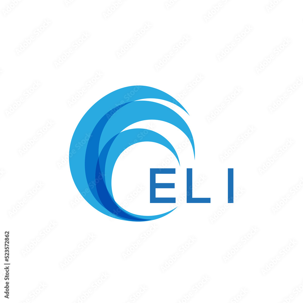 ELI letter logo. ELI blue image on white background. ELI Monogram logo ...