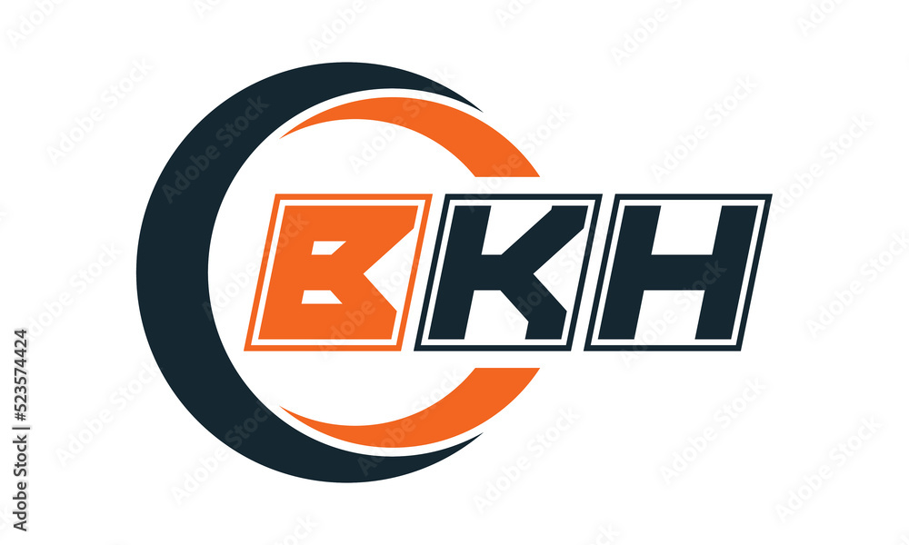 BKH three-letter circle logo design. custom font logo vector template ...
