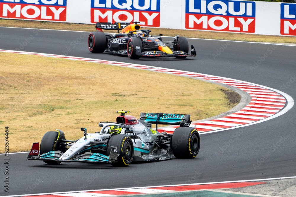 2022 Formula 1 Car at the Hungarian Grand Prix Race - Mercedes and Red ...