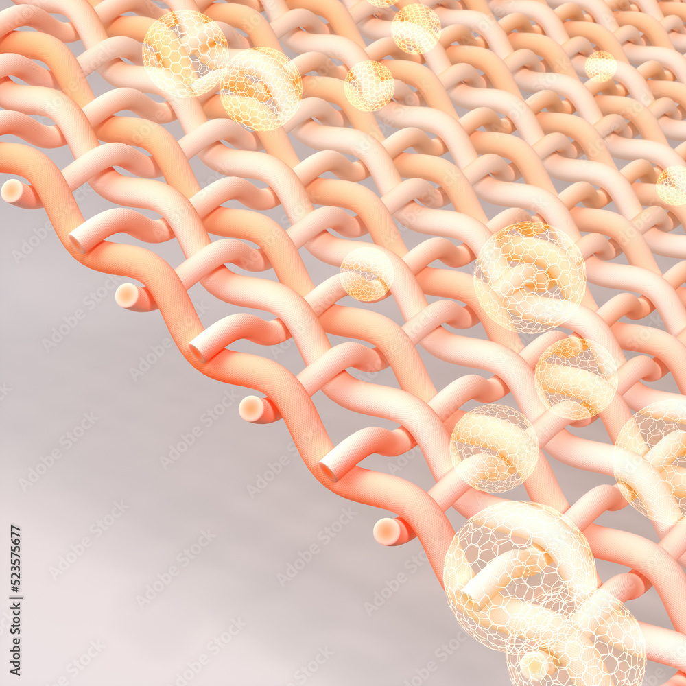 heating fabric fiber with spiral surface. Extreme magnification of ...