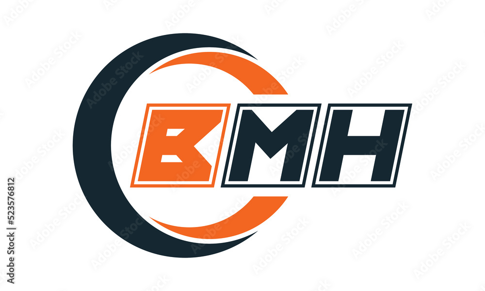 BMH three-letter circle logo design. custom font logo vector template ...