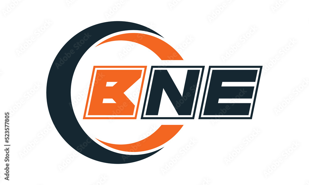 BNE three-letter circle logo design. custom font logo vector template ...