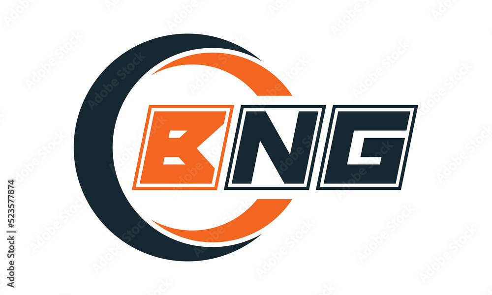 BNG three-letter circle logo design. custom font logo vector template ...