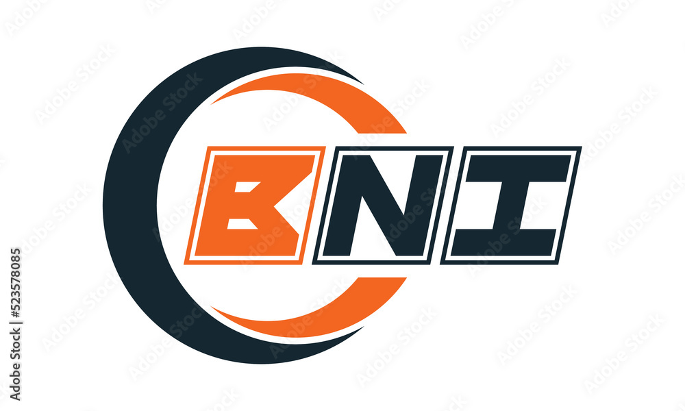 BNI three-letter circle logo design. custom font logo vector template ...