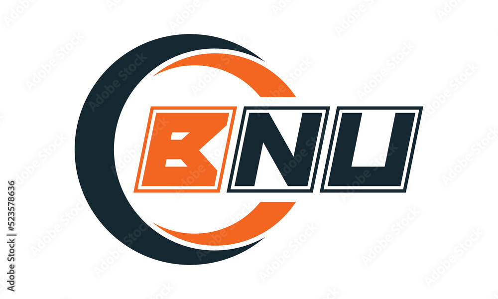 BNU three-letter circle logo design. custom font logo vector template | abstract logo | word ...