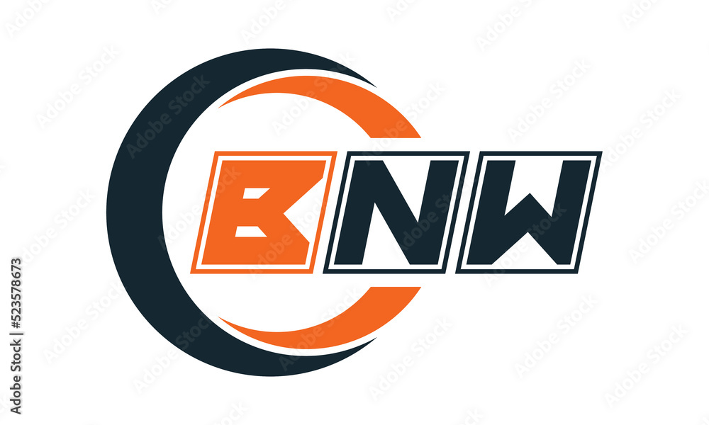 BNW three-letter circle logo design. custom font logo vector template ...