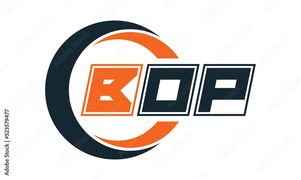 BOP three-letter circle logo design. custom font logo vector template ...