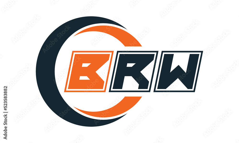 BRW three-letter circle logo design. custom font logo vector template ...