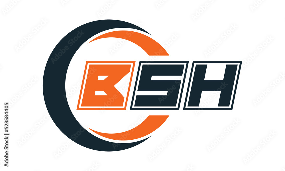 BSH three-letter circle logo design. custom font logo vector template ...