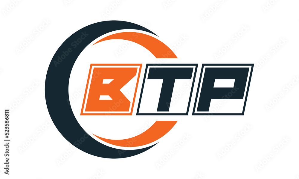 Vecteur Stock BTP three-letter circle logo design. custom font logo ...