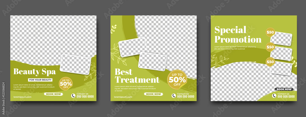 Beauty spa and massage social media post template design collection ...