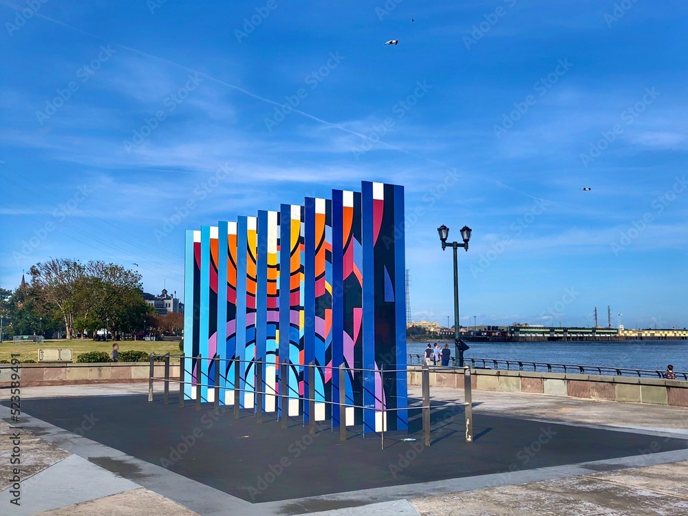 The New Orleans Holocaust Memorial on the Mississippi River walk at ...