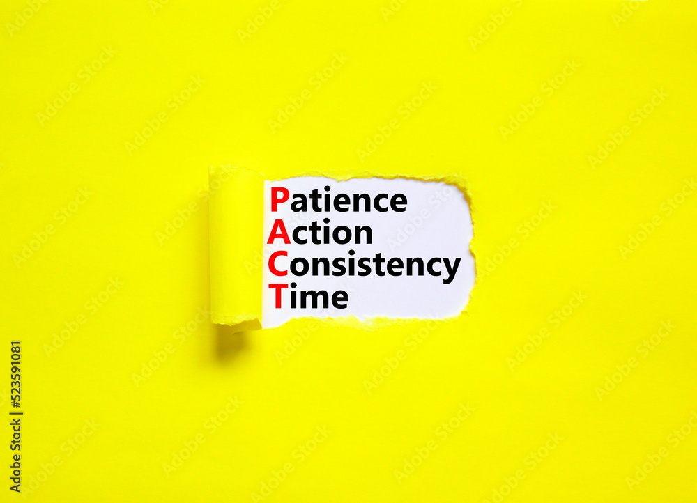 PACT patience action consistency time symbol. Concept words PACT ...