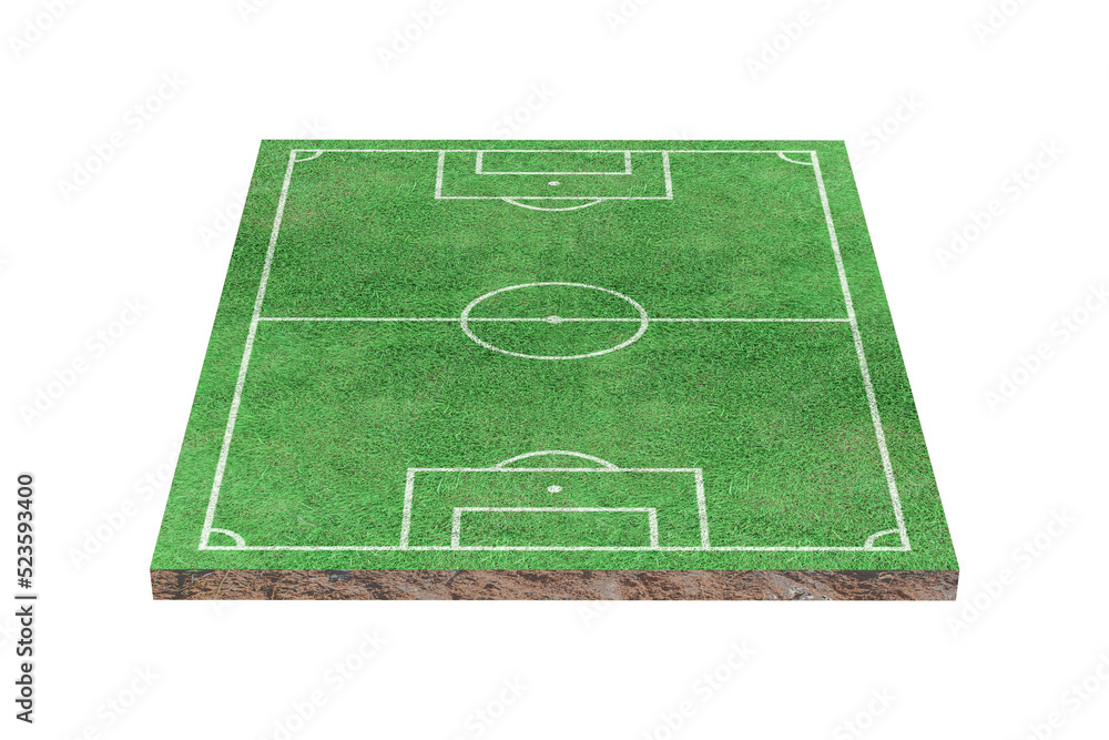 Green grass soccer or football field isolated on transparent background ...