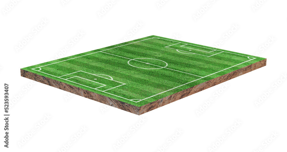 Green grass soccer or football field isolated on transparent background ...